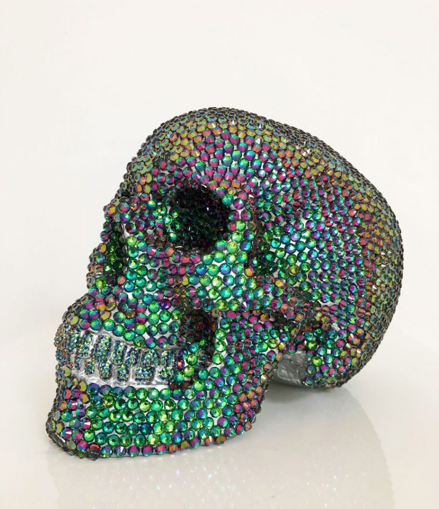 Green Flare Rhinestone Skull - Haus of Skulls