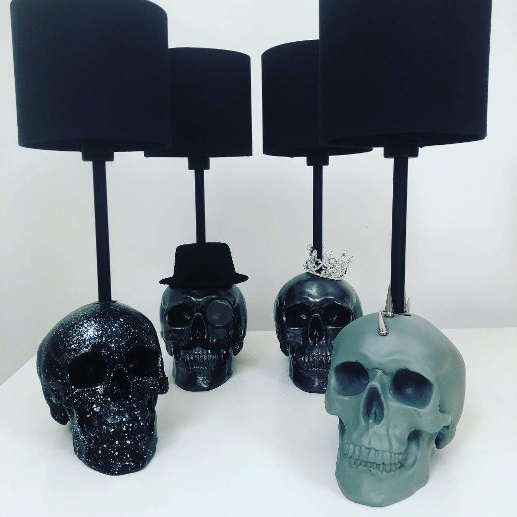 Black and Silver Splatter Lamp - Haus of Skulls